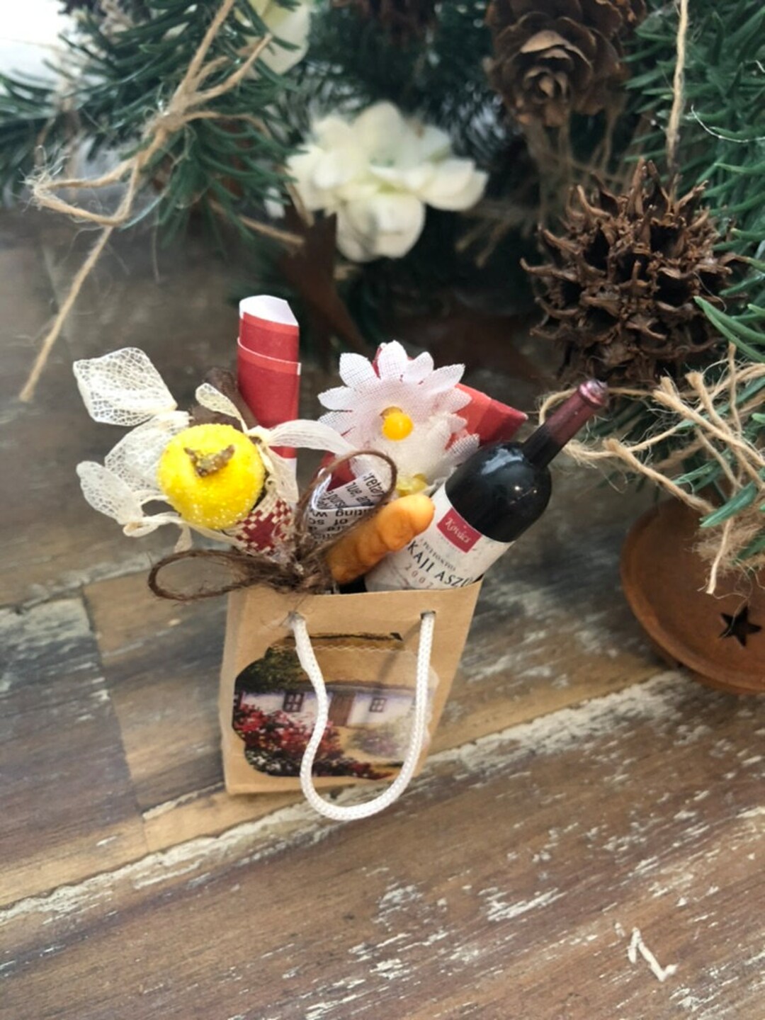 1/12 Scale Paper Grocery Shopping Bag for Doll, Dollhouse, Display ...