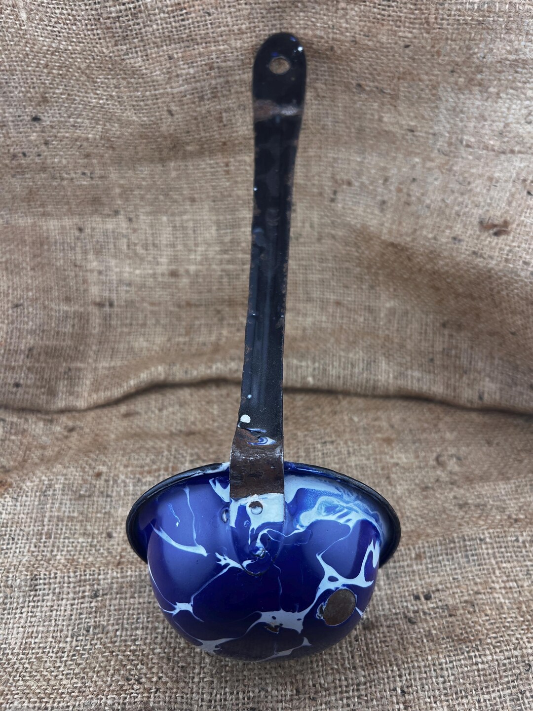 SWIRL ENAMELWARE LADLE Large Rare, Unique, Collectable Soup Ladle ...