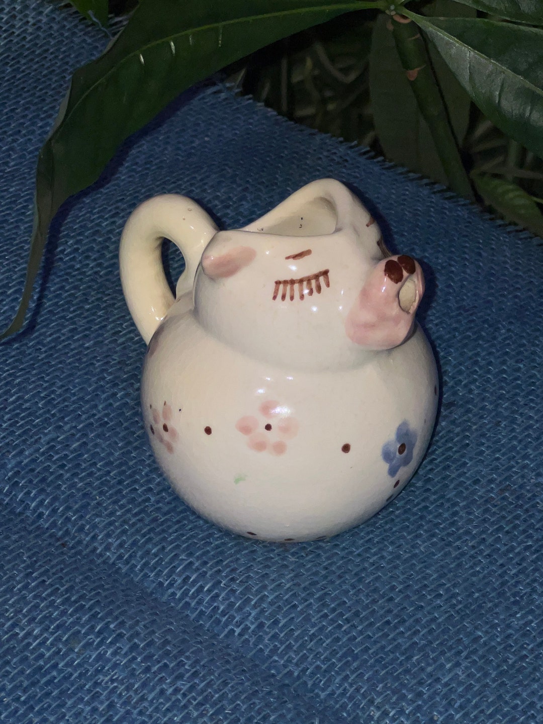 Vintage Little Pig Creamer Pitcher With Flowers - Etsy