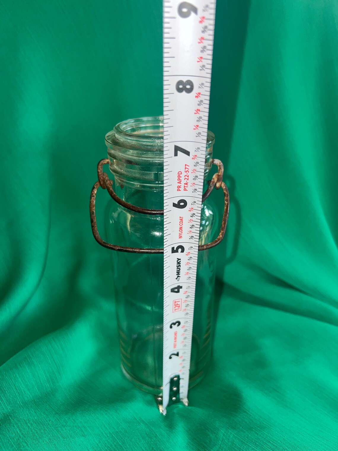 Antique Clamp Old Glass Jar Tall and Slim With BUBBLES and STRAW LINES ...
