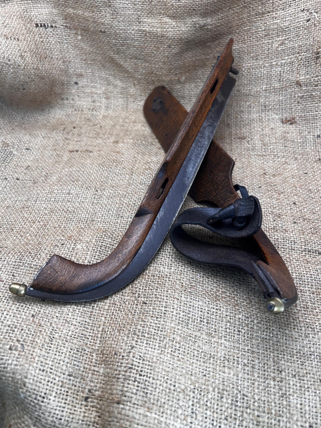 WOOD ICE SKATES With Brass Tips Primitive Antique 13” Long 2” Wide 1.25 ...