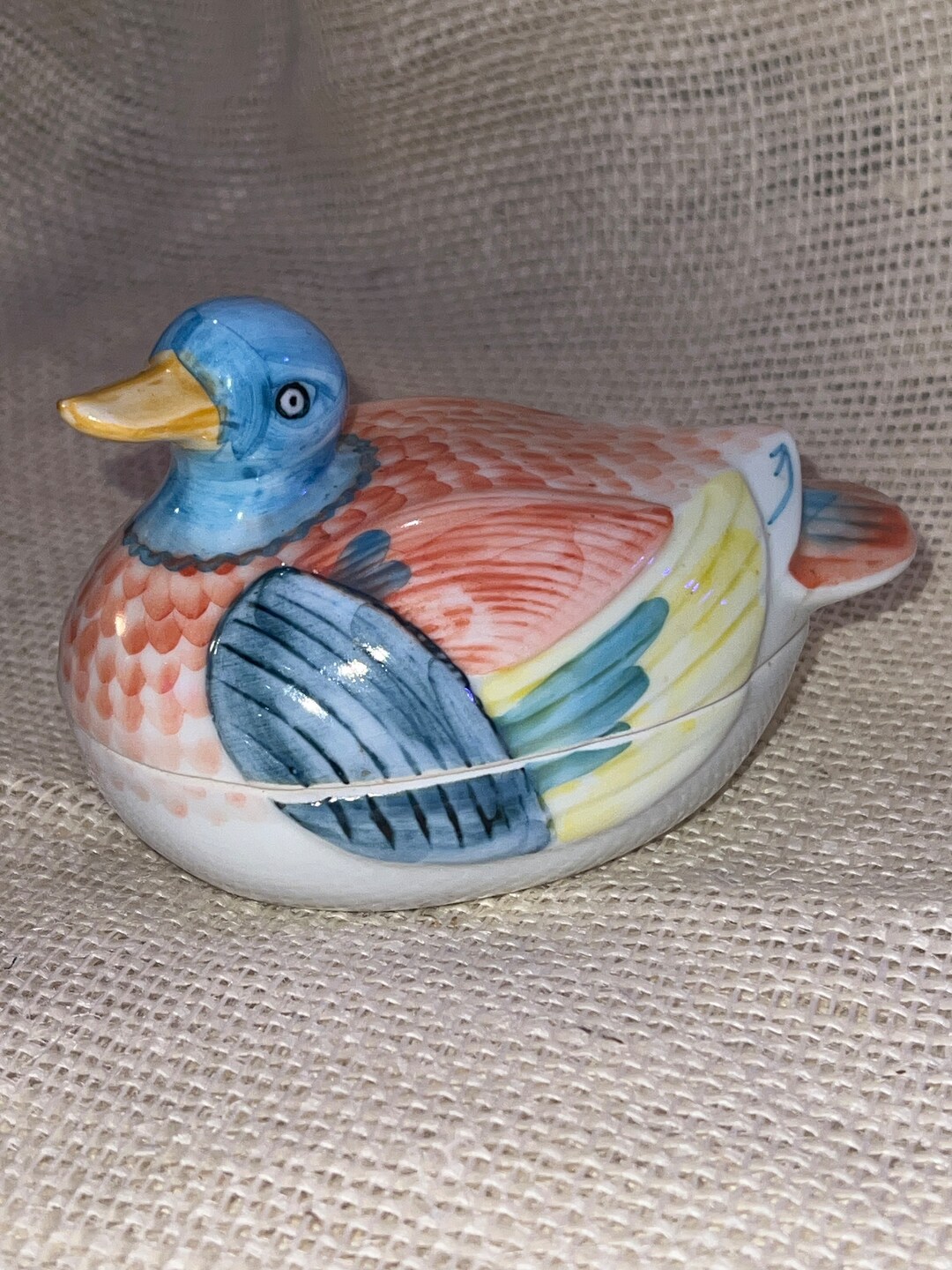 Vintage Porcelain Duck Trinket Box - Etsy