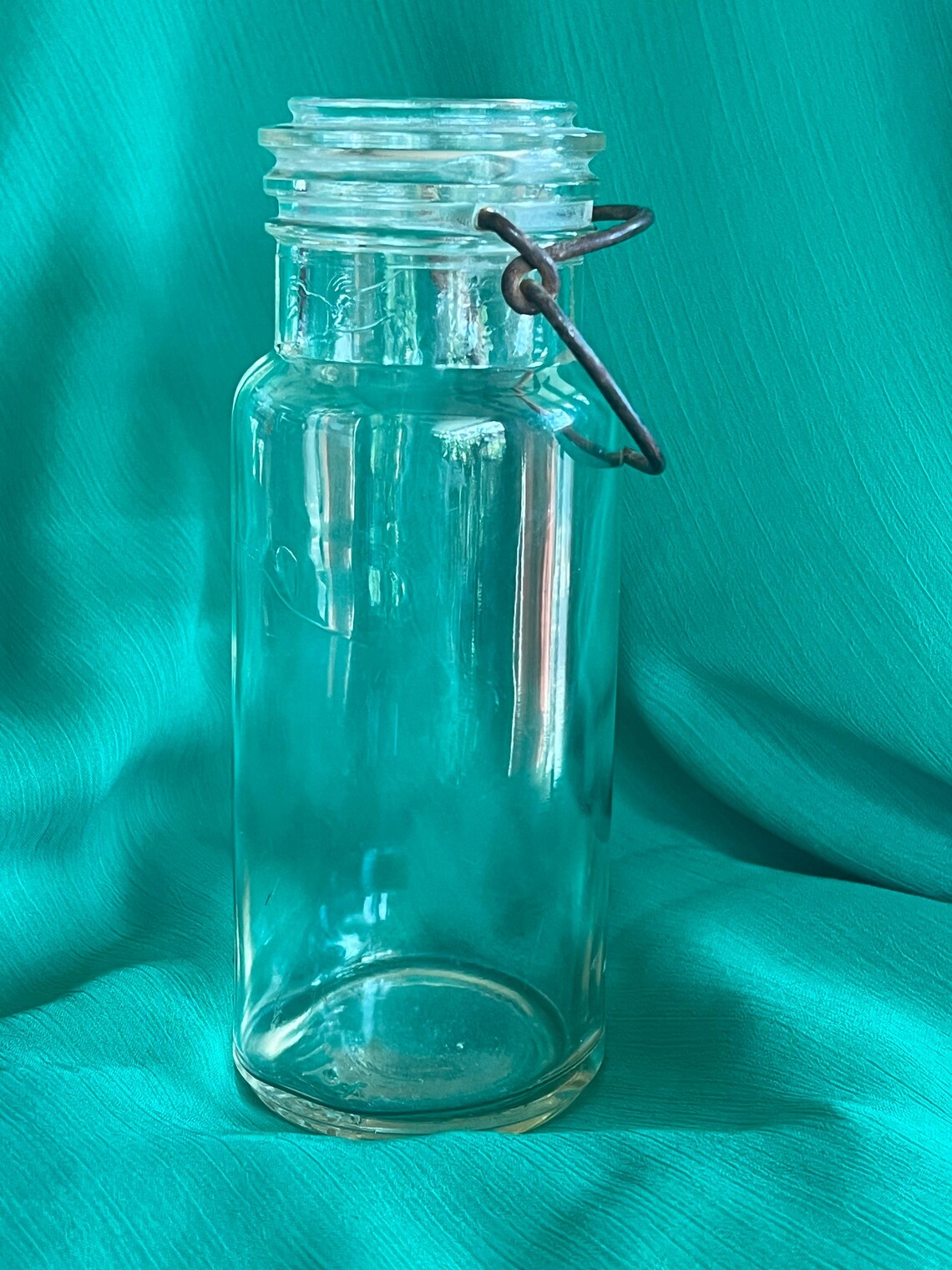 Antique Clamp Old Glass Jar Tall and Slim With BUBBLES and STRAW LINES ...
