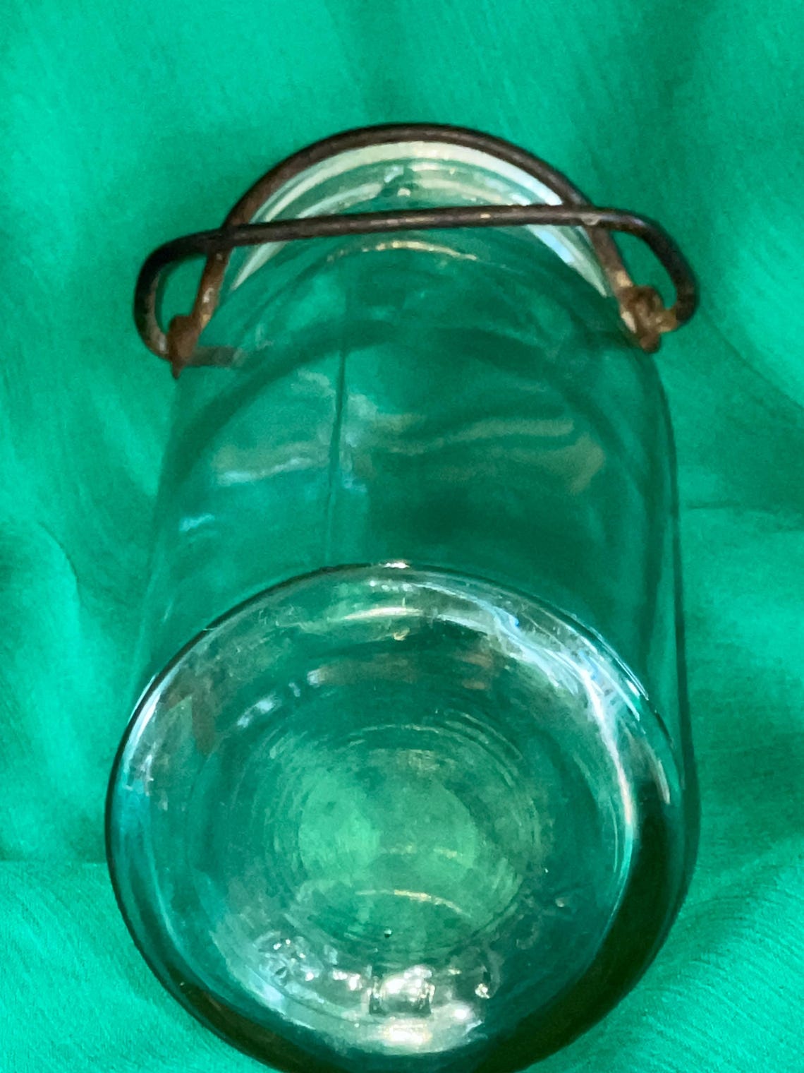 Antique Clamp Old Glass Jar Tall and Slim With BUBBLES and STRAW LINES ...