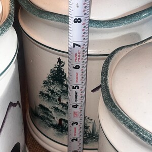 POTTERY CANISTER SET of 4 Wilderness Theme Bears, Trees and Mountain ...