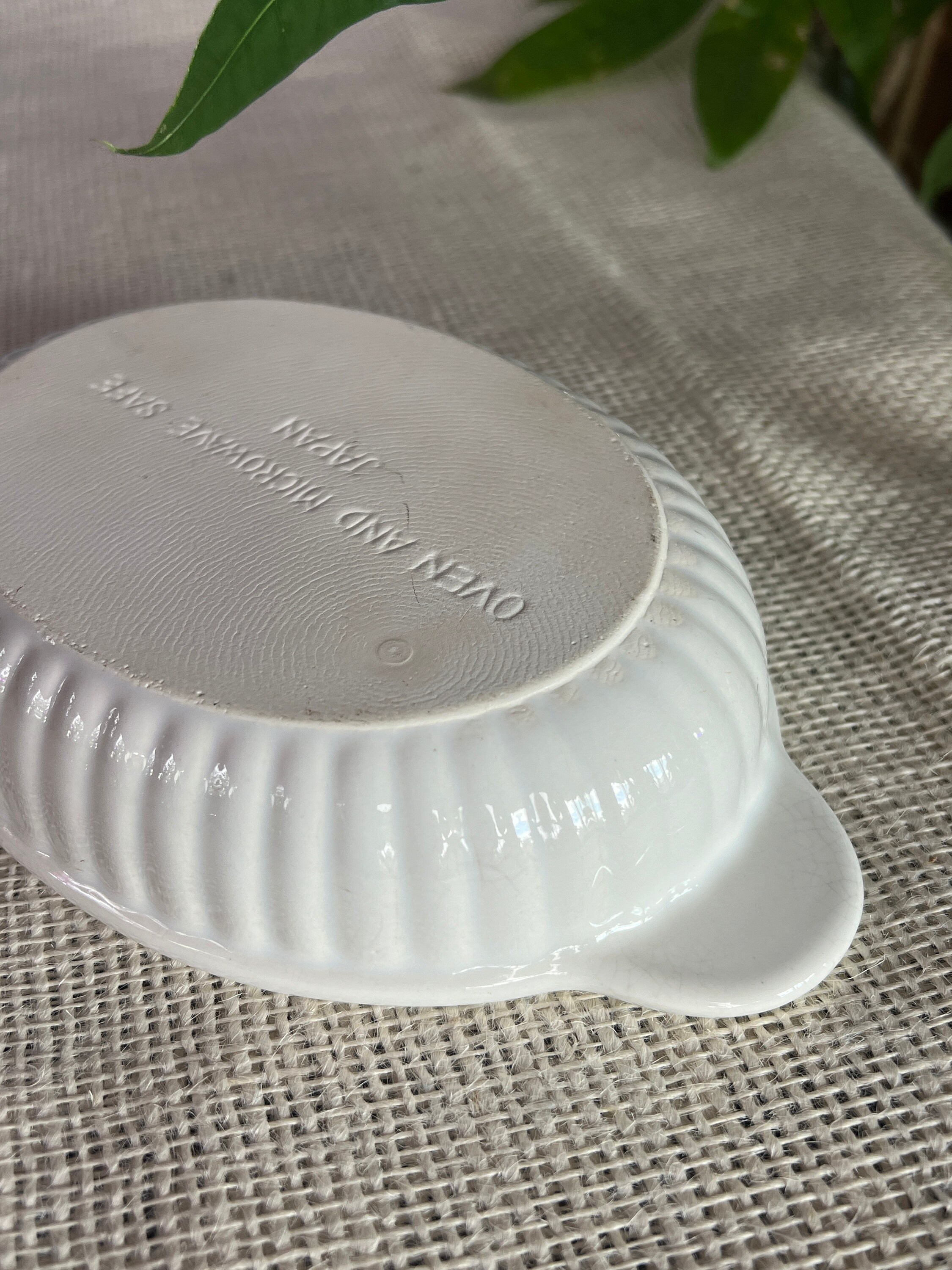 Vintage White Fluted Fluted Handle Oval Baking Dish - Etsy