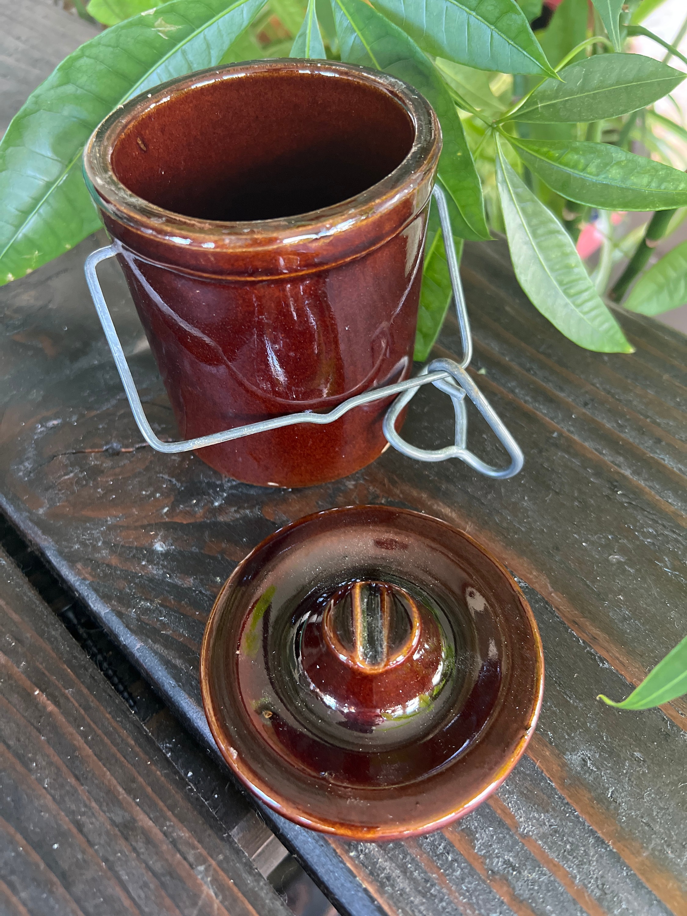 Vintage Brown Glazed Mini Crock - Etsy