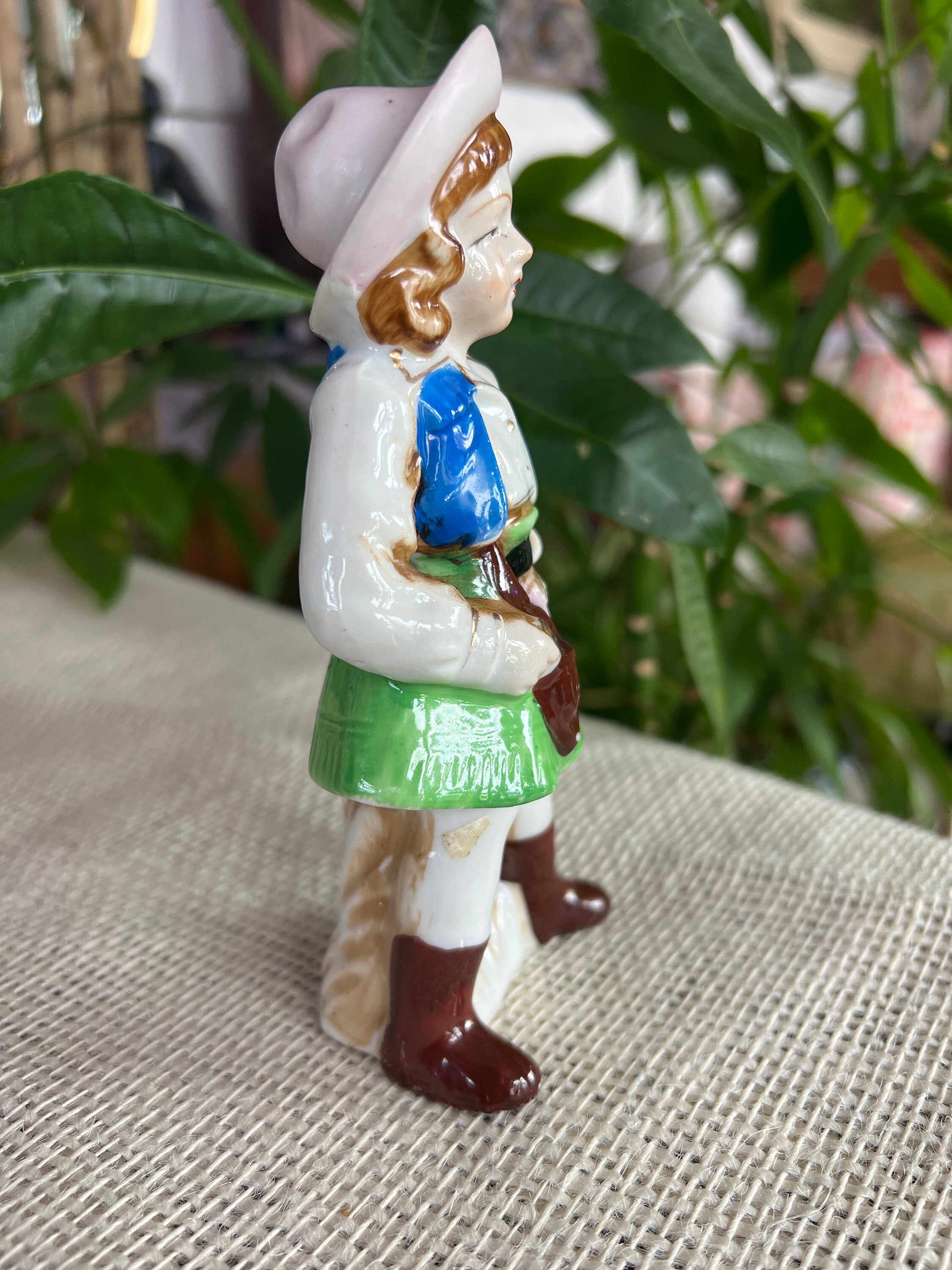 Antique COWGIRL Porcelain Figurine Made in Japan - Etsy