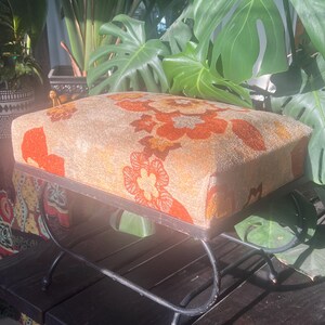 ORANGE Retro FLORAL ANTIQUE Footstool Ottoman 18 Long 15 Tall 15 Wide ...