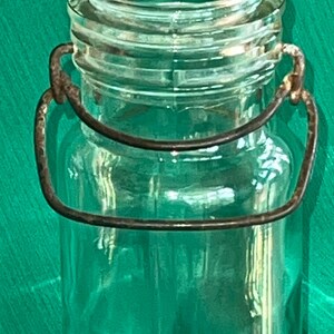 Antique Clamp Old Glass Jar Tall and Slim With BUBBLES and STRAW LINES ...