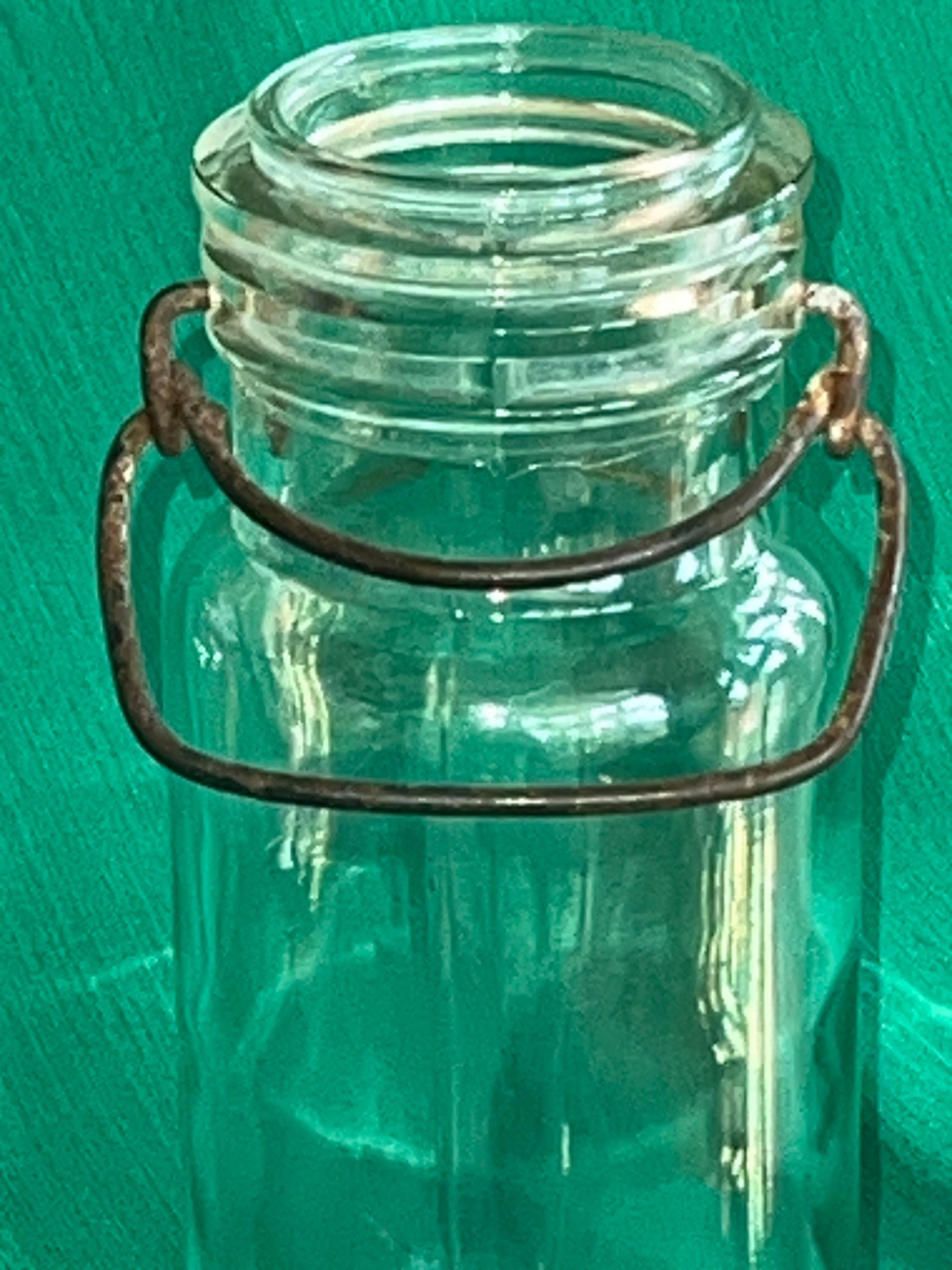 Antique Clamp Old Glass Jar Tall and Slim With BUBBLES and STRAW LINES ...