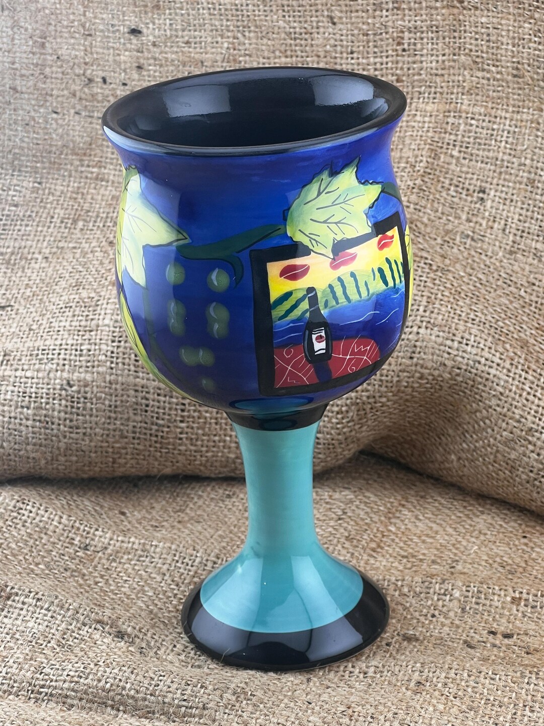 Mary Naylor Designs WINE GOBLET by Henriksen Imports 2004 Handpainted ...