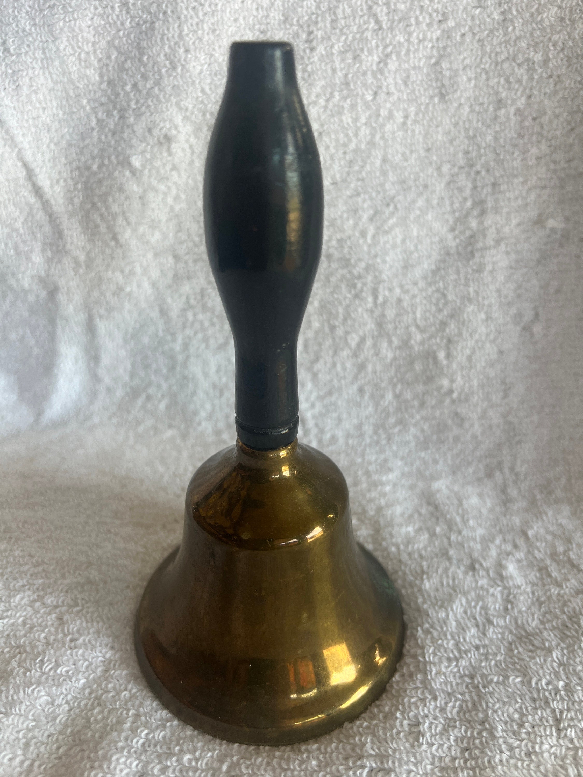 Vintage Brass School Bell With Black Wood Handle 6.25 Tall Works Great ...