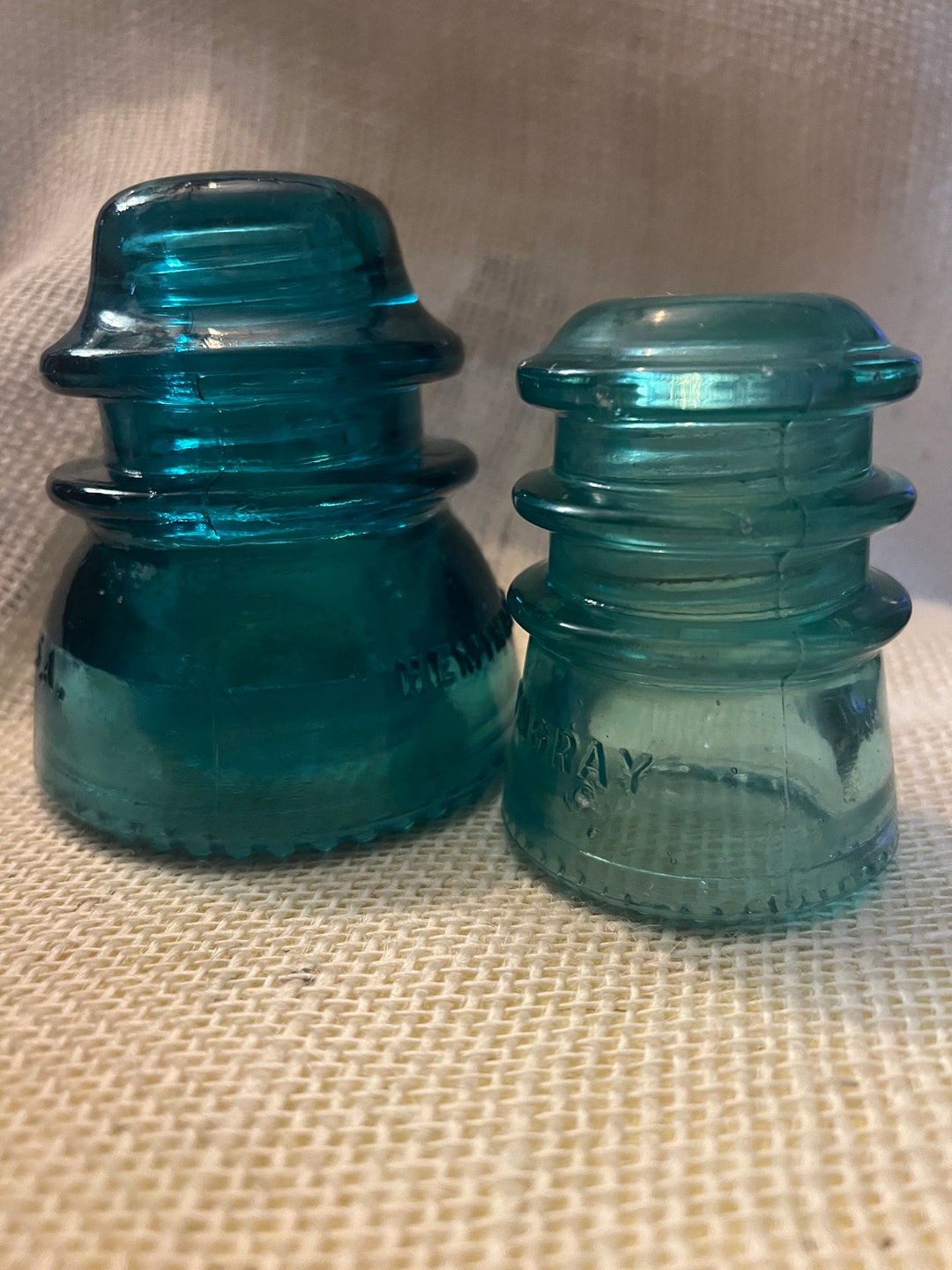 Hemingray 42 and a 10 Blue Aqua Teal Glass Insulator Made in USA ...