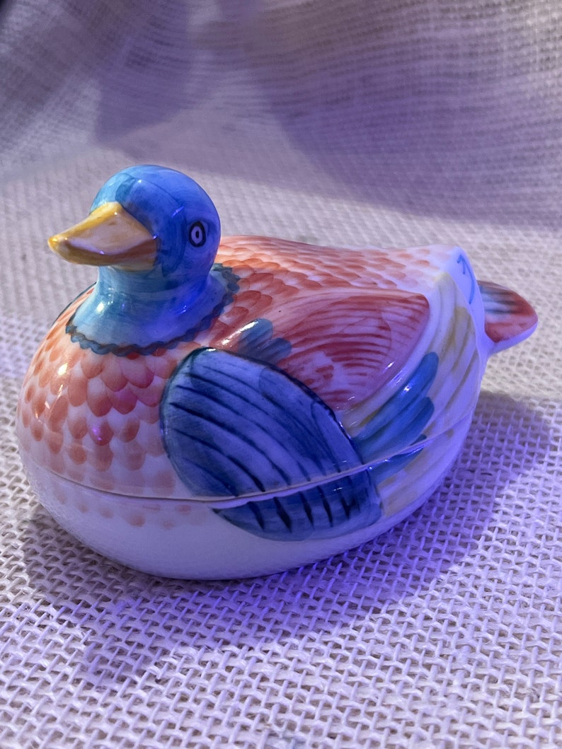 Vintage Porcelain Duck Trinket Box - Etsy