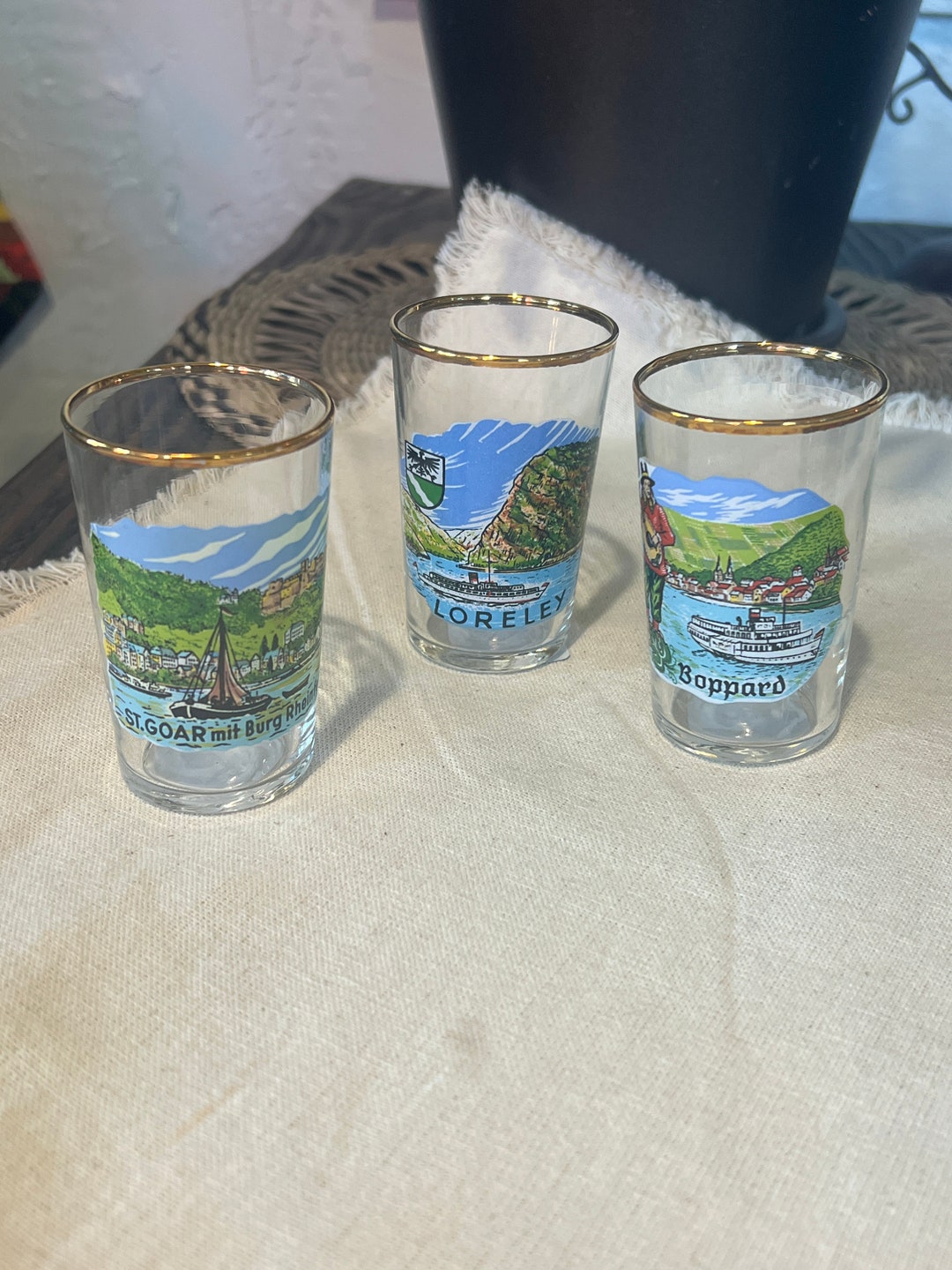 Vintage 1960’s German Shot Glasses With Gold Rim - Etsy