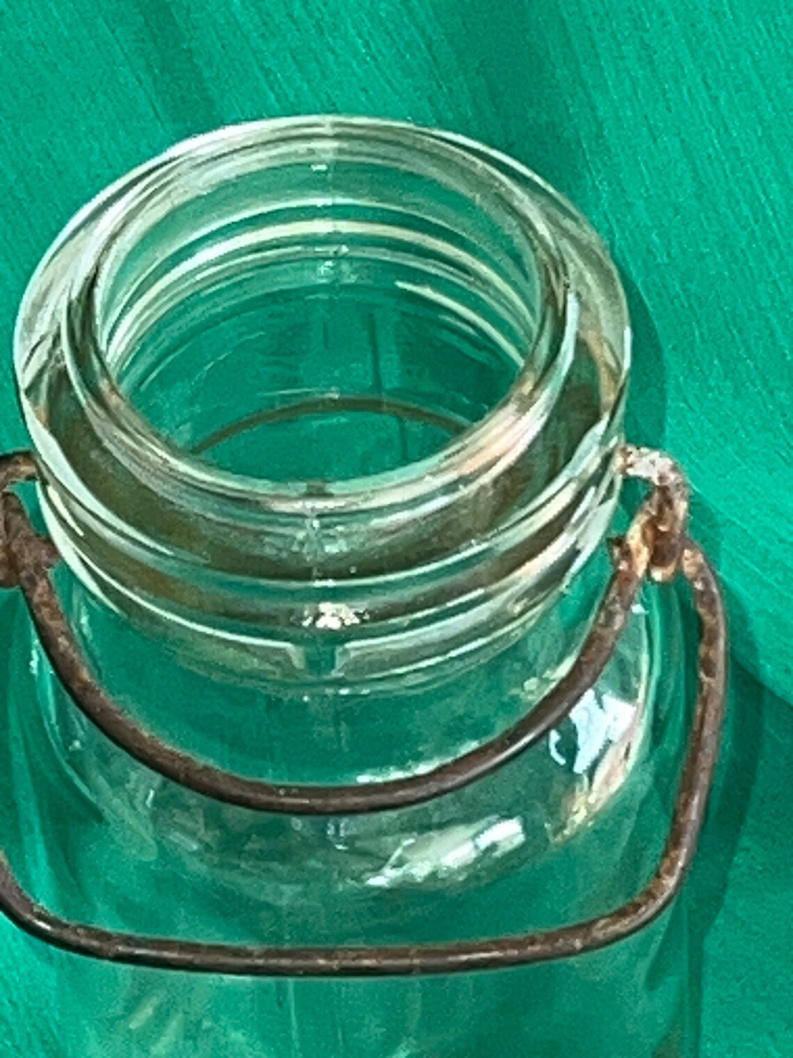 Antique Clamp Old Glass Jar Tall and Slim With BUBBLES and STRAW LINES ...