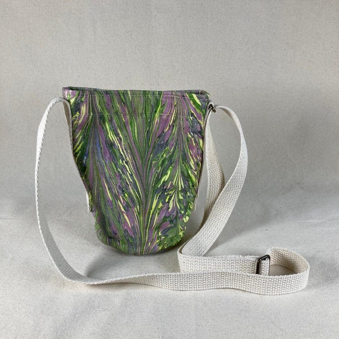 Water Marbled Mini Bucket Bag Made With Unique Colorful Painted Fabric ...