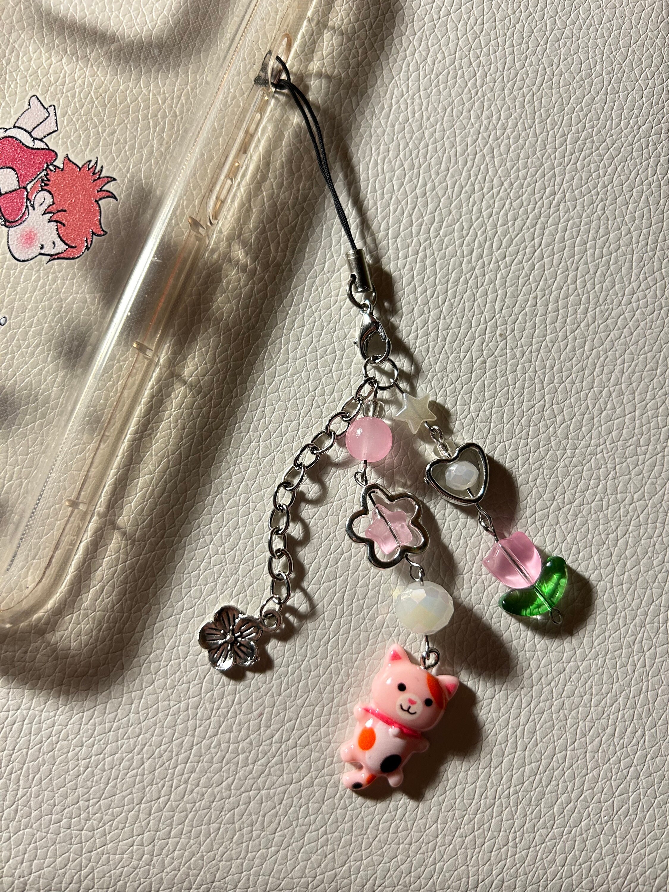 Pink Cat Keychain (opt. Phone Charm) - Etsy
