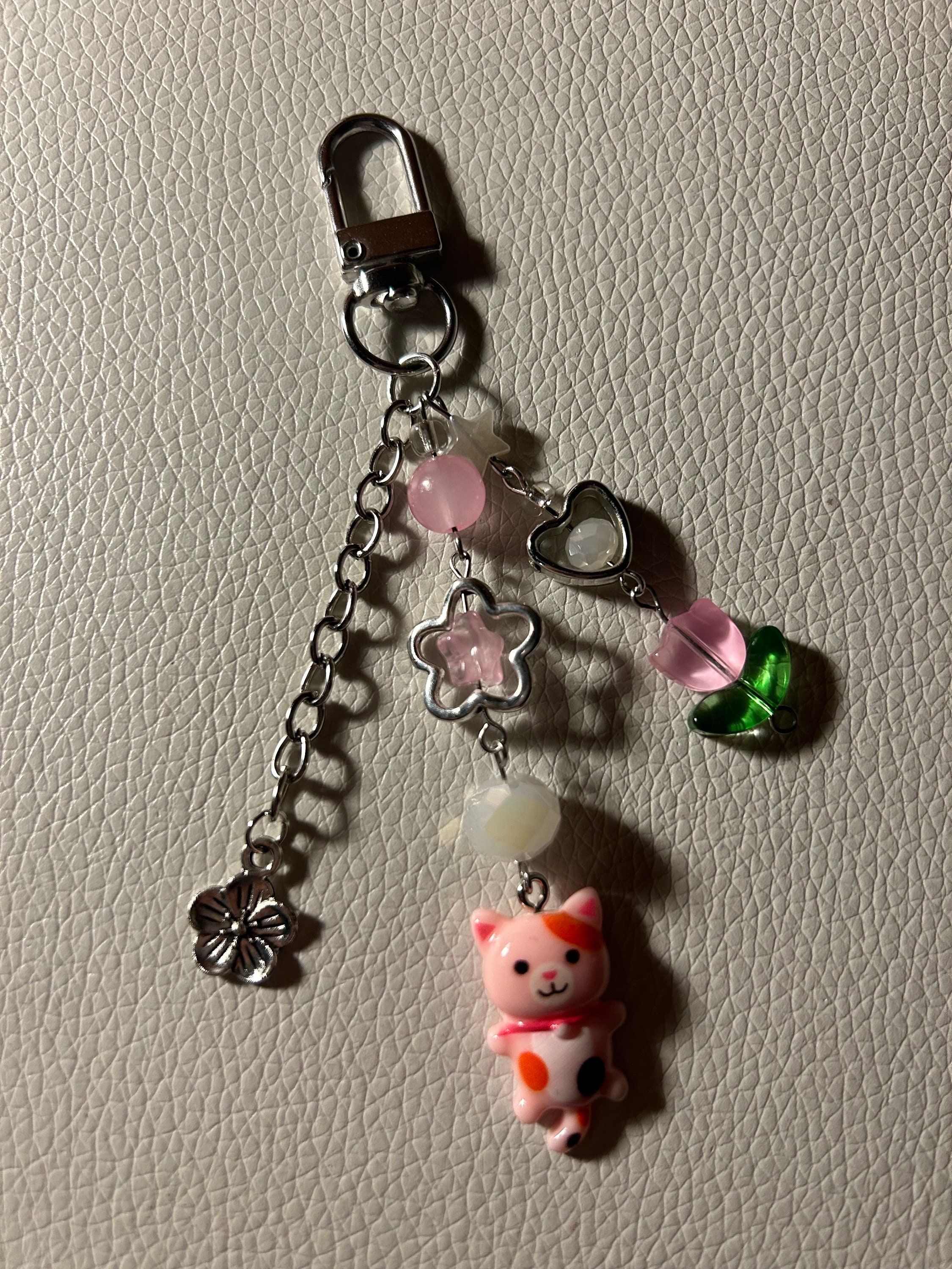 Pink Cat Keychain (opt. Phone Charm) - Etsy