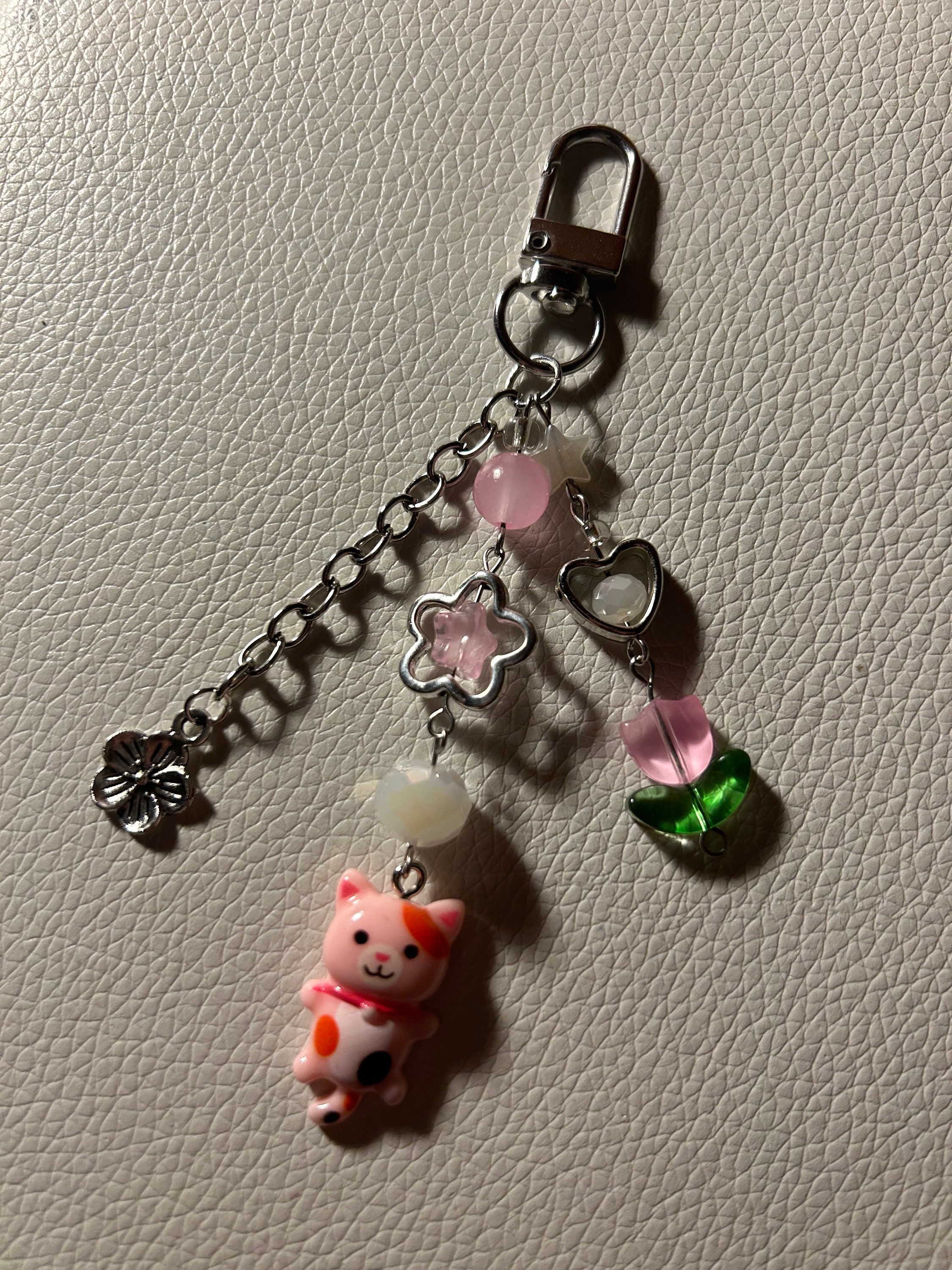 Pink Cat Keychain (opt. Phone Charm) - Etsy