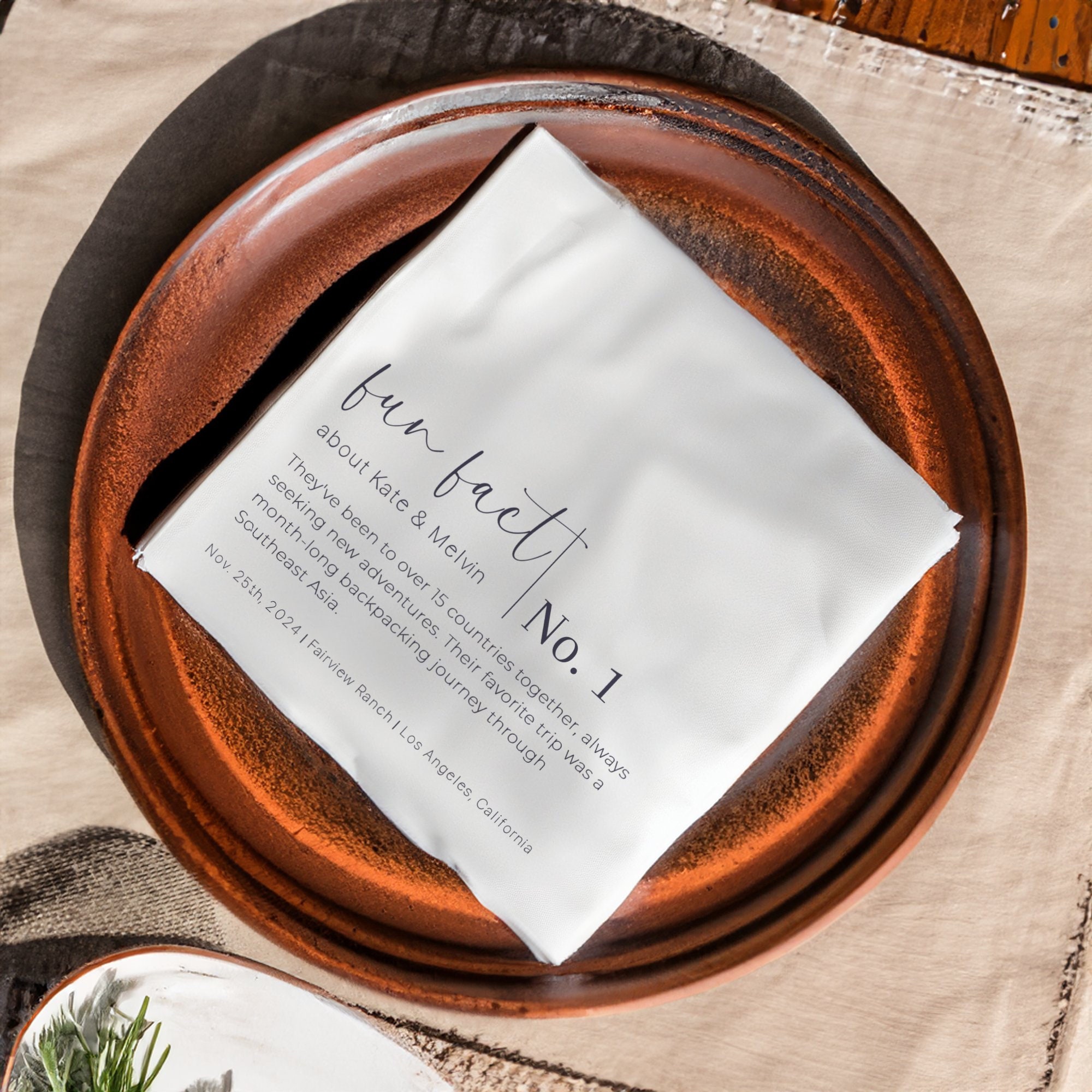 Personalized Trivia Wedding Cocktail Napkins, Custom Fun Facts Napkins ...