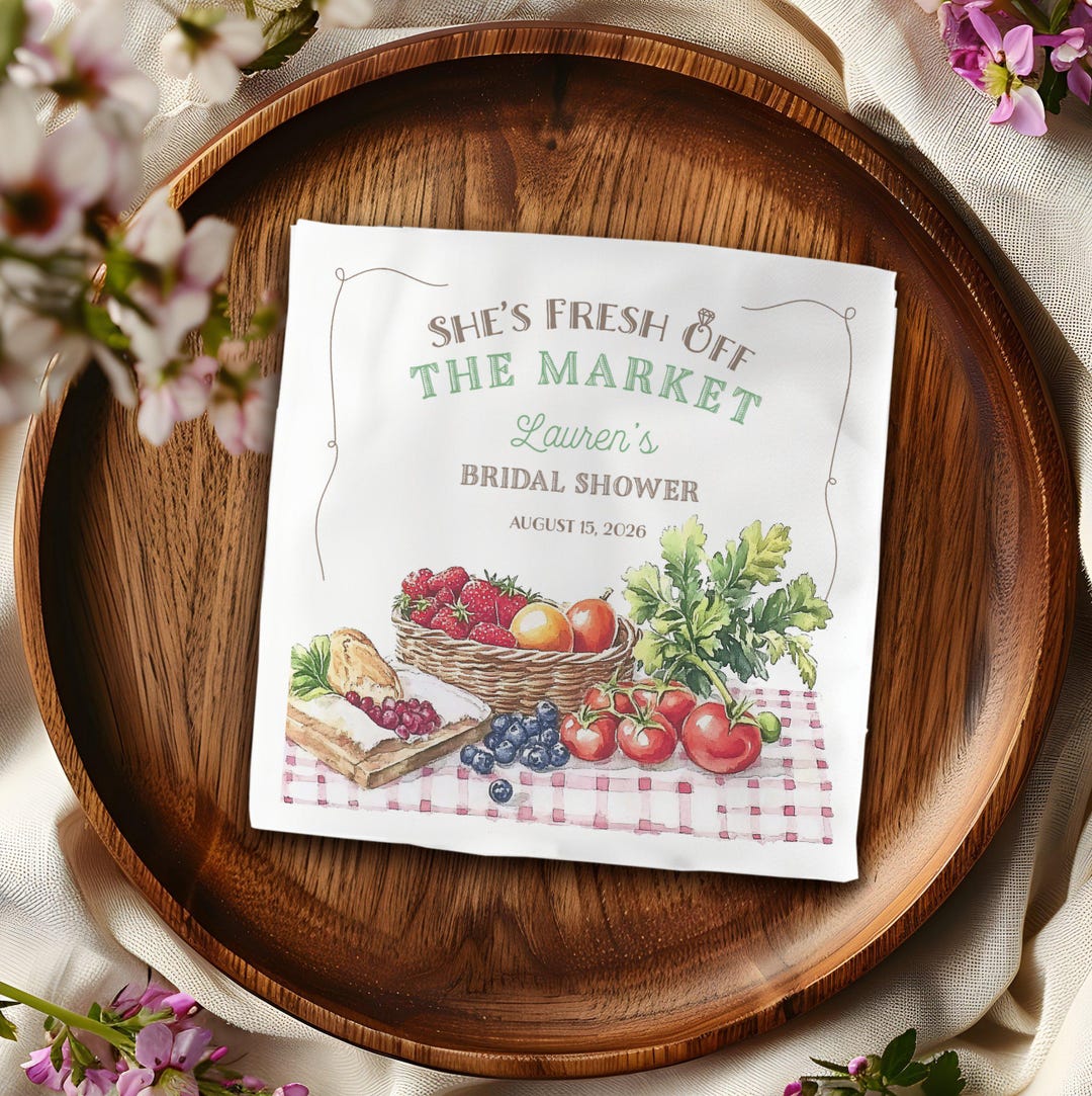 Fresh off the Market Bridal Shower Wedding Cocktail Napkins Green Local ...