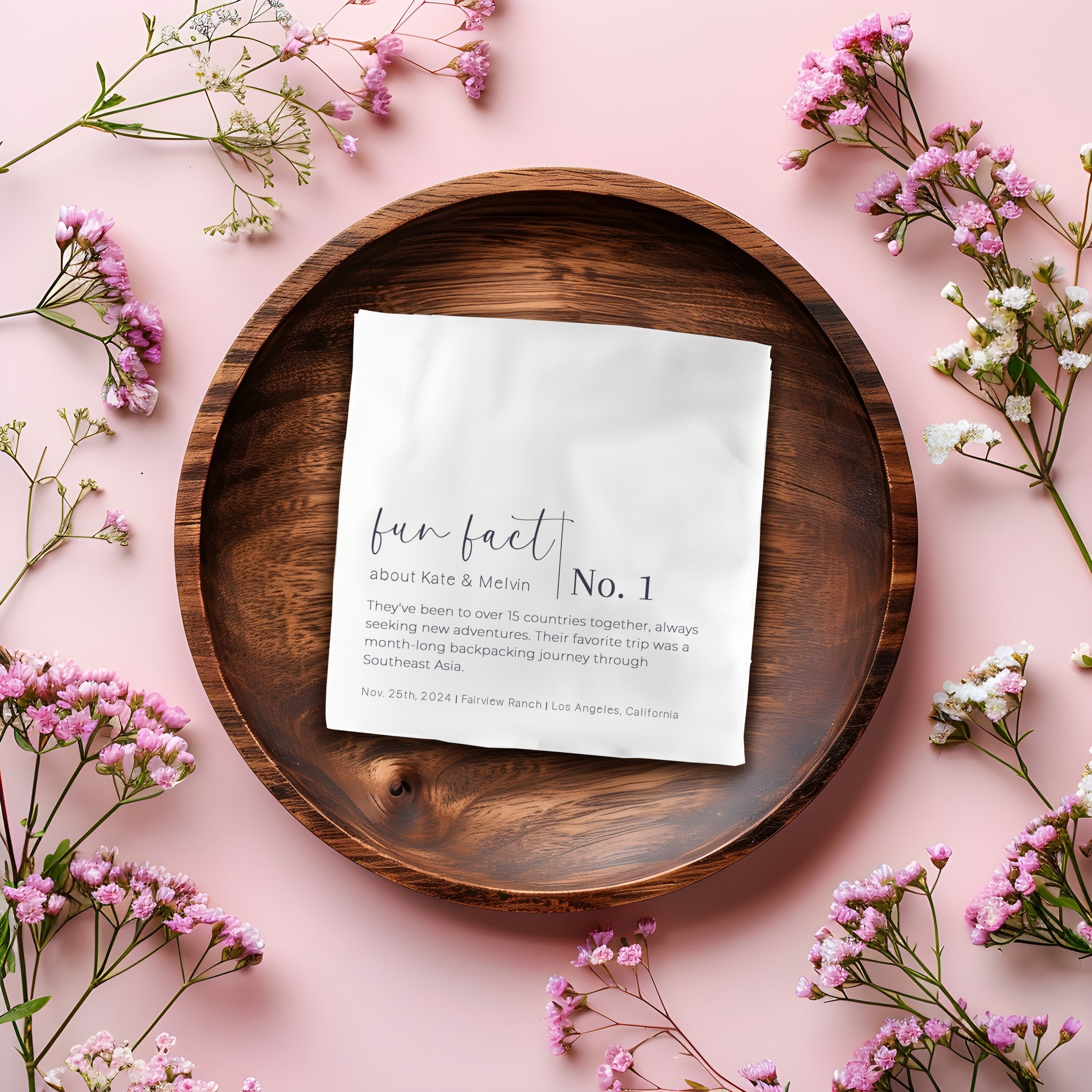 Personalized Trivia Wedding Cocktail Napkins, Custom Fun Facts Napkins ...