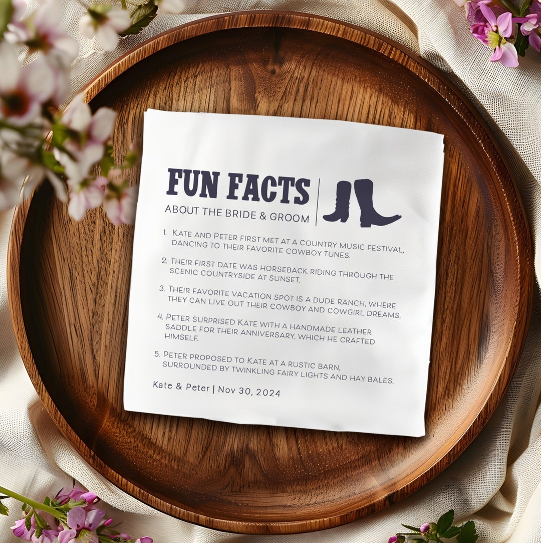 Personalized Fun Fact Napkins, Cowboy Boots Western Trivia Cocktail ...