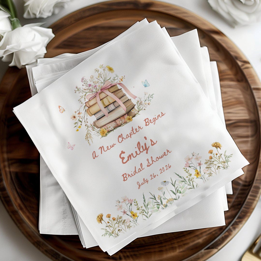 Story Book Baby Bridal Shower Napkins New Chapter Begins Book Themed ...