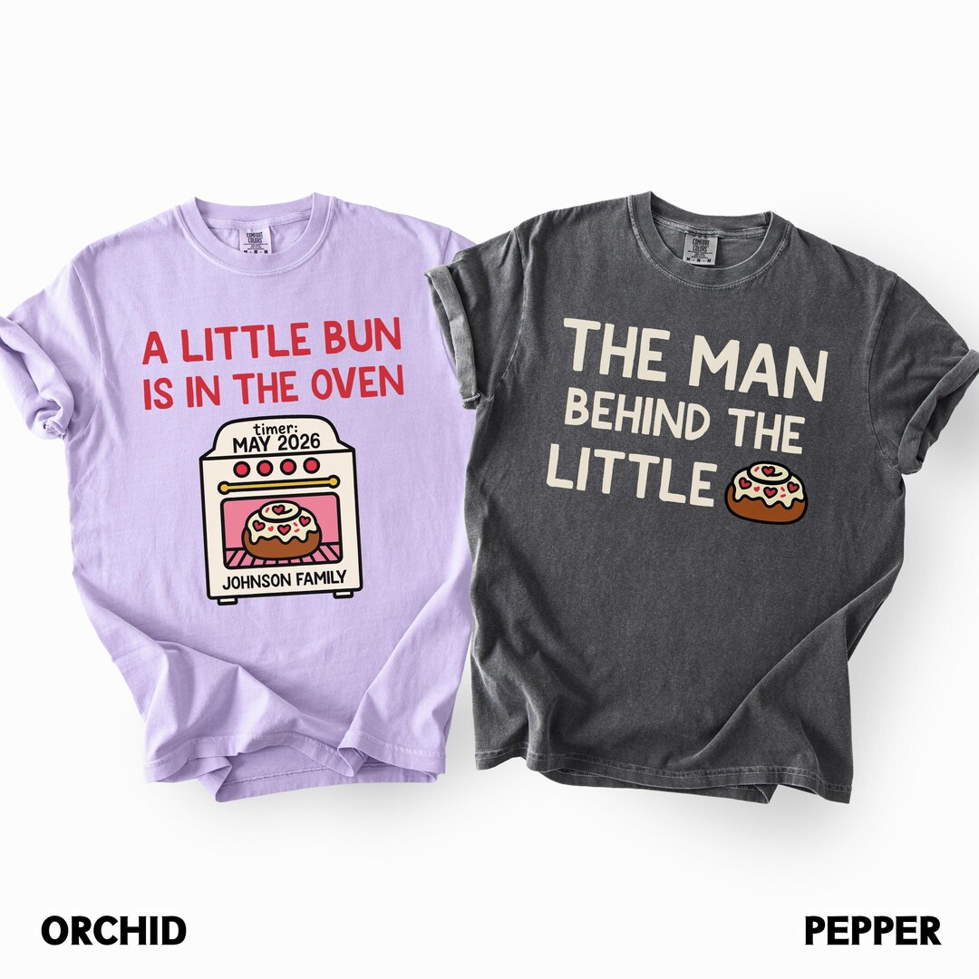 Custom Bun in the Oven Pregnancy Announcement Shirt Couple Baby Reveal ...
