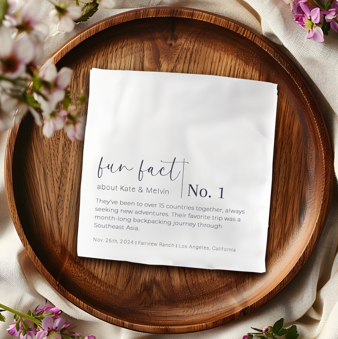 Personalized Trivia Wedding Cocktail Napkins, Custom Fun Facts Napkins ...