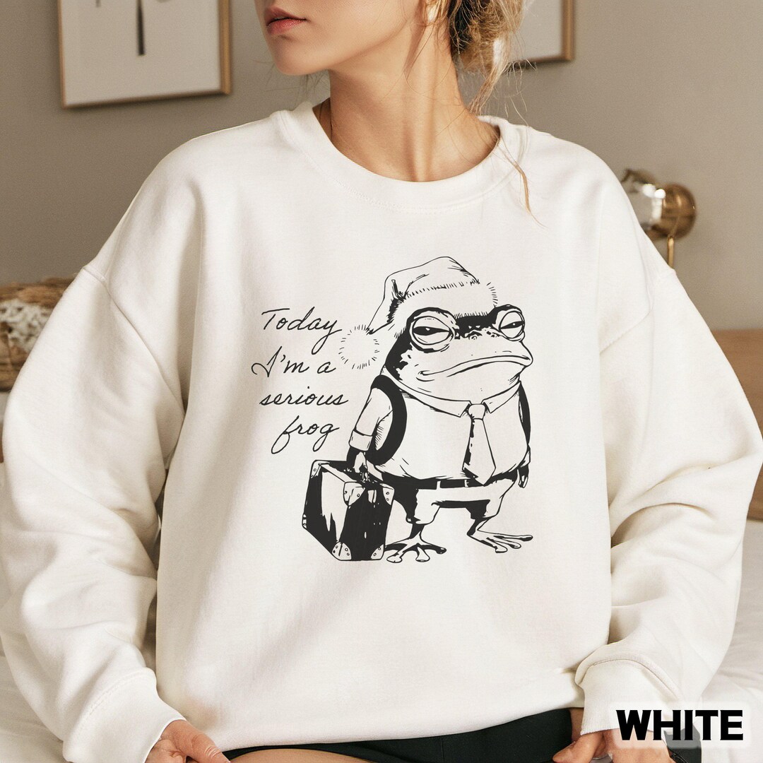 Serious Grumpy Frog Meme Sweatshirt, Funny Christmas Toad Sweater, Cool ...