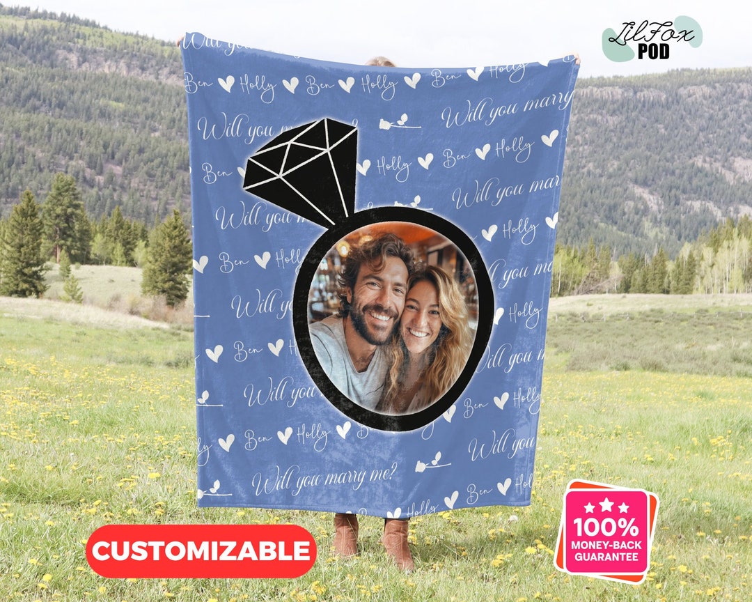 Proposal Photo Blanket, Custom Marriage Gift, Personalized Name Blanket ...