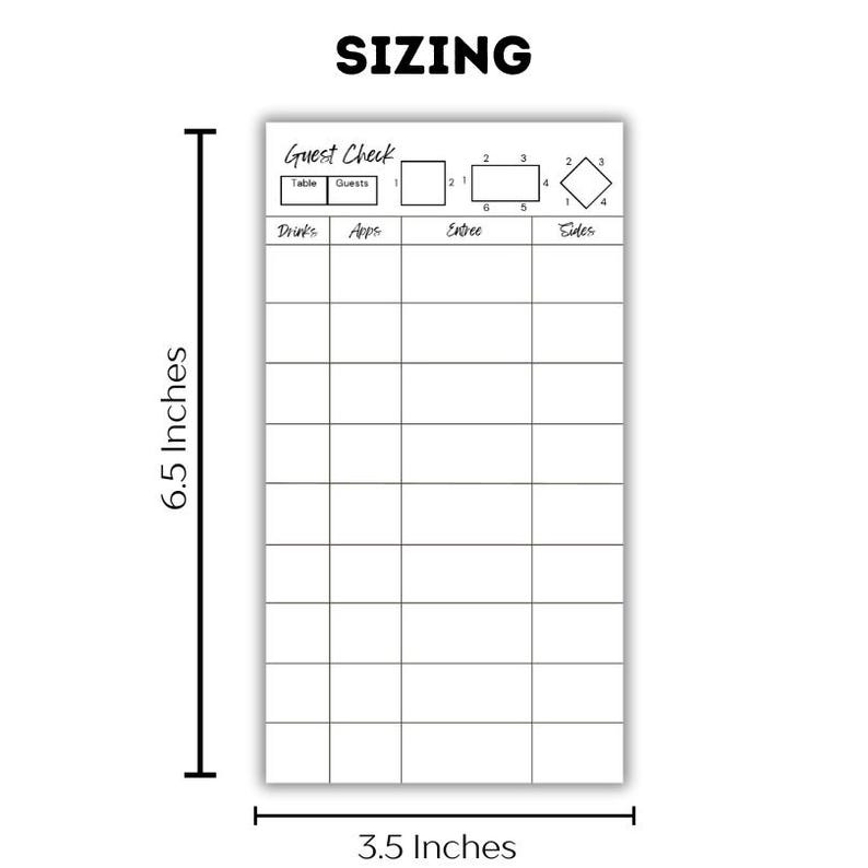Organized Guest Check Server Note Pad With Extra Large Boxes, Server ...