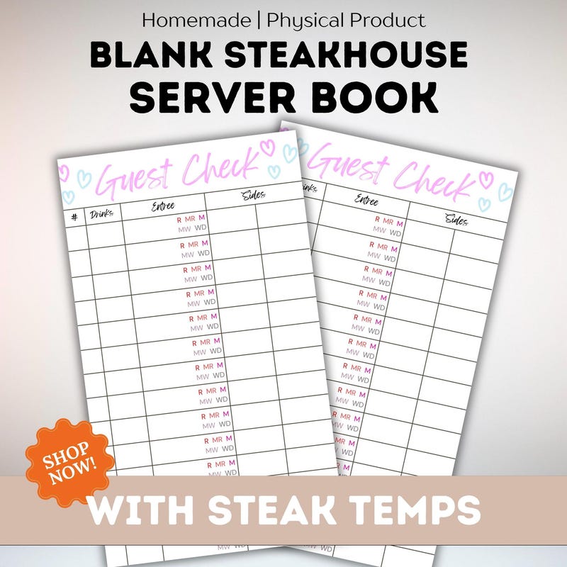 Server Booklet Waitress - Etsy