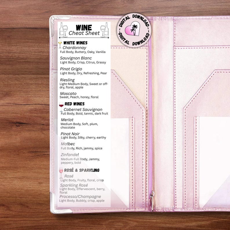 Wine Cheat Sheet for Servers, Training Materials for New Bartenders ...