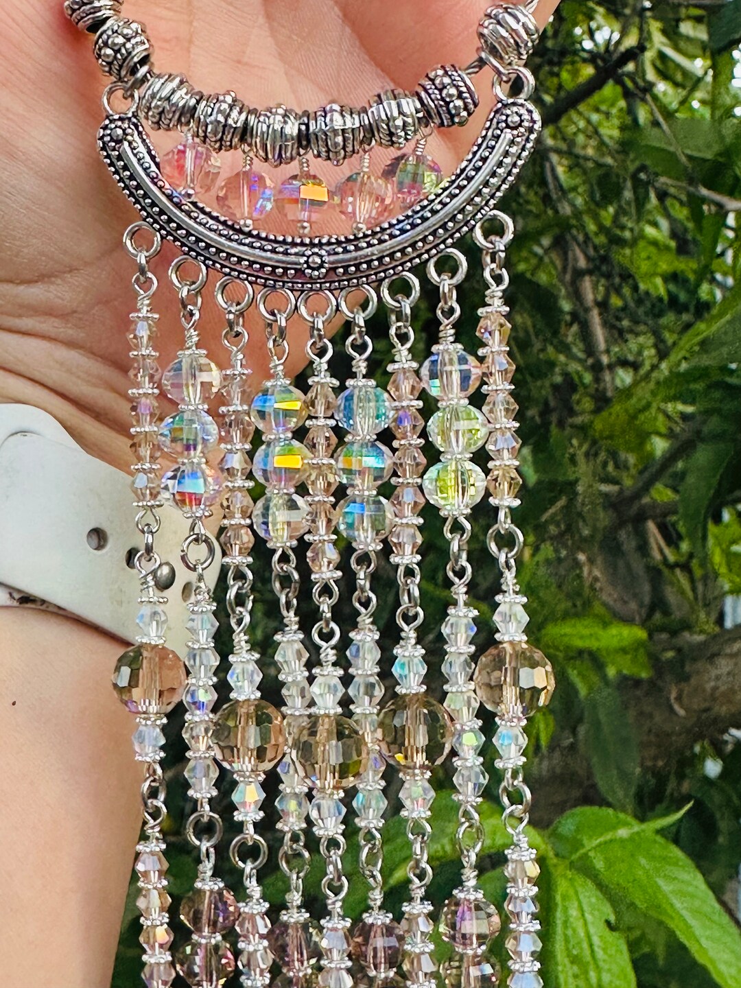 Beaded Crystal Hanging Window Sun Catcher/ Home Decor/ Multicolored ...