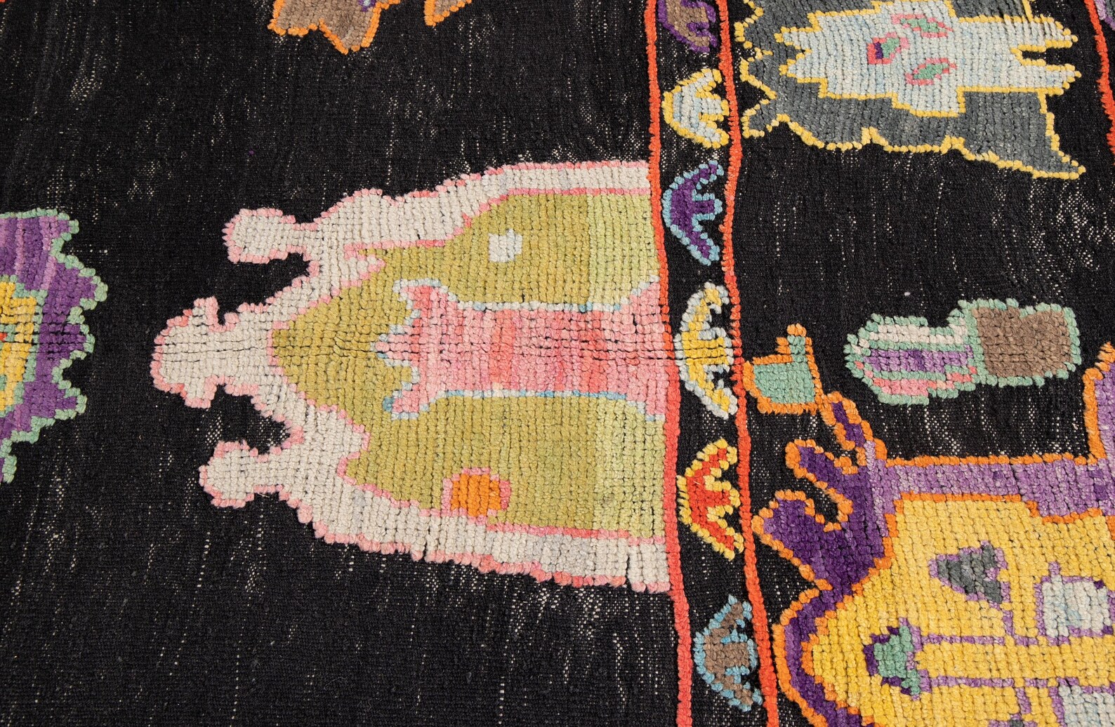 Black Modern Turkish Oushak Handmade Wool Rug for Living Room and ...