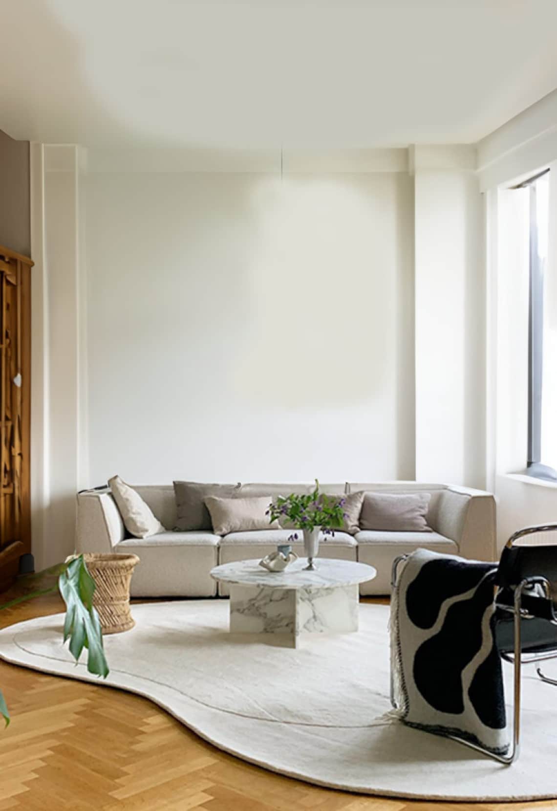 Irregular Shape Hand Tufted Rug Kidney Bean Shape Cobalt Blue Solid Rug ...