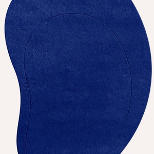 Irregular Shape Hand Tufted Rug Kidney Bean Shape Cobalt Blue Solid Rug ...