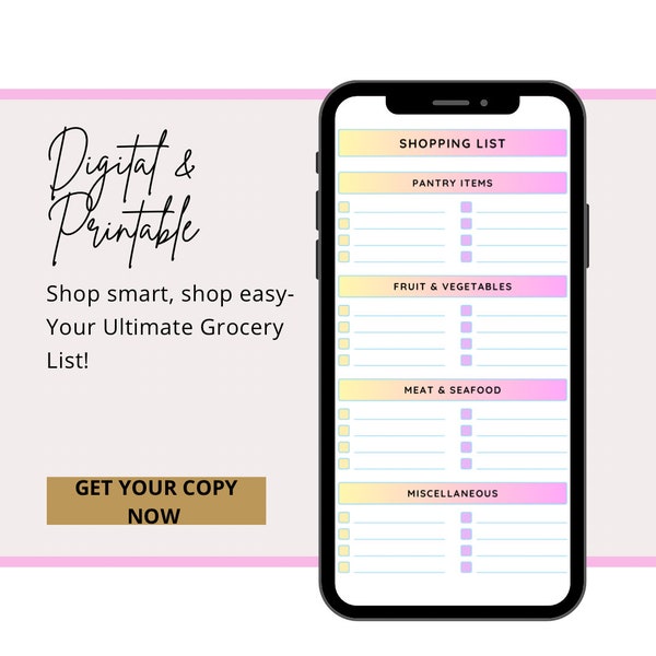 Customizable Printable Grocery List Editable Shopping Planner - Etsy