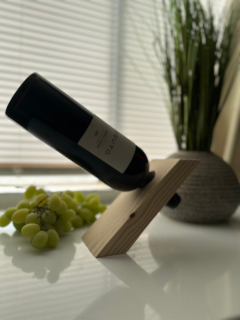 Personalized Levitating Wine Bottle Stand: Balancing Wooden Display - Etsy