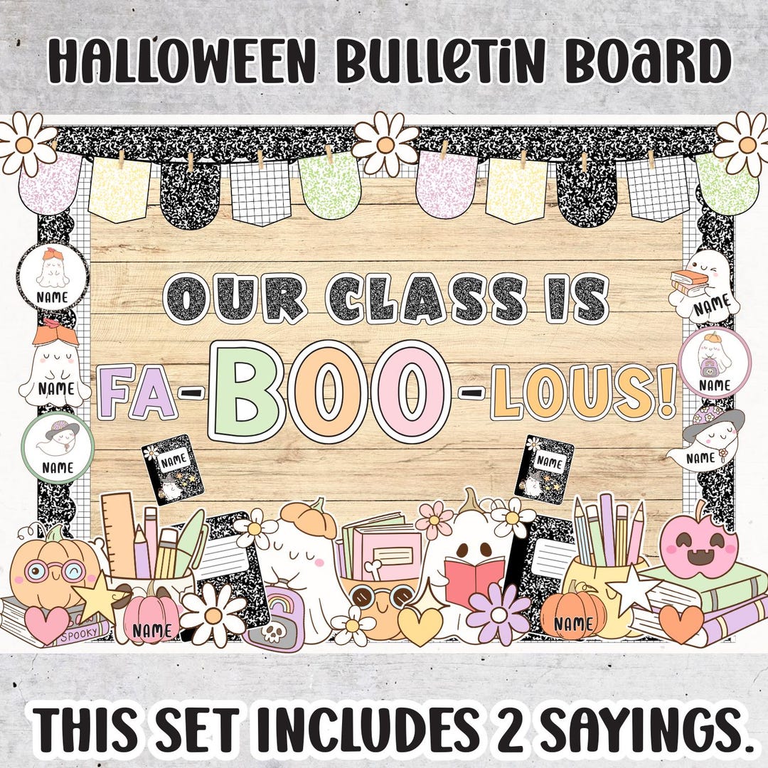 Halloween Bulletin Board Kit | Trendy October Classroom Decor | Cutesy ...