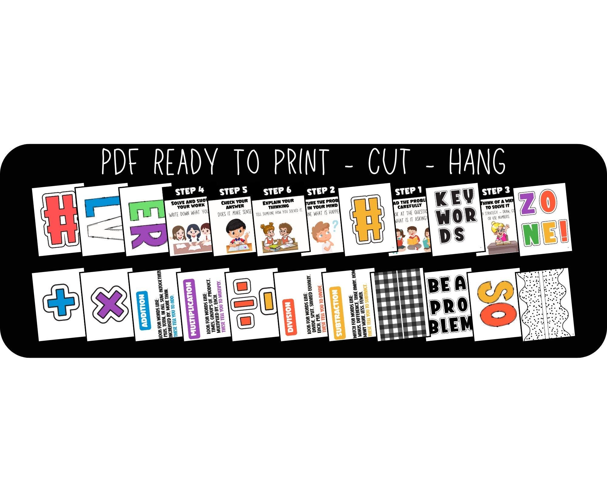 Math Problem Solving Bulletin Board Kit: Classroom Decor (PDF Printable ...