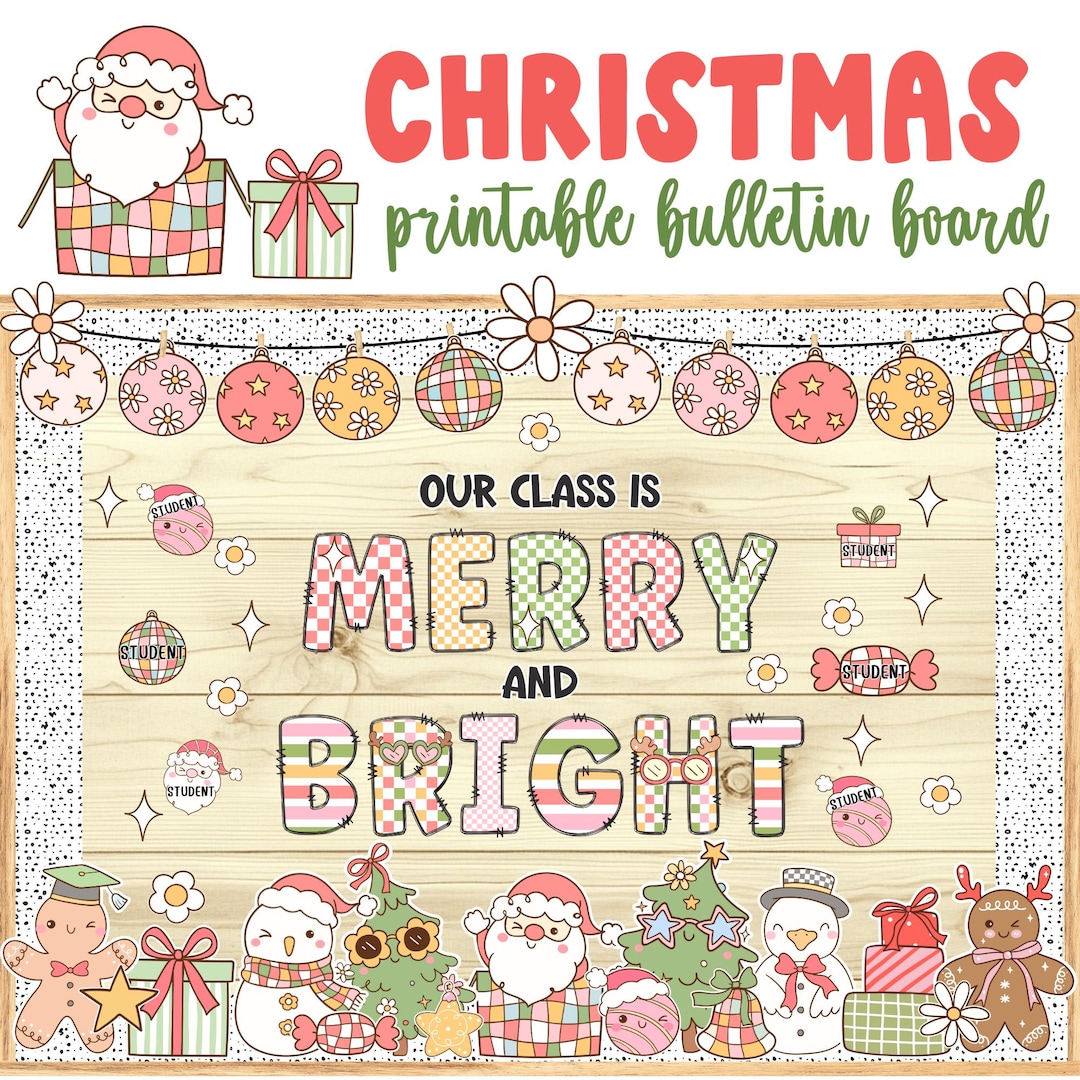 Christmas Bulletin Board Kit | Cutesy Merry and Bright Classroom Decor ...
