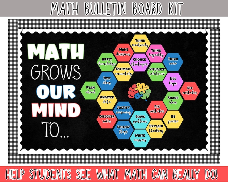 Math Bulletin Board Kit | Growth Mindset Classroom Decor | Motivational ...