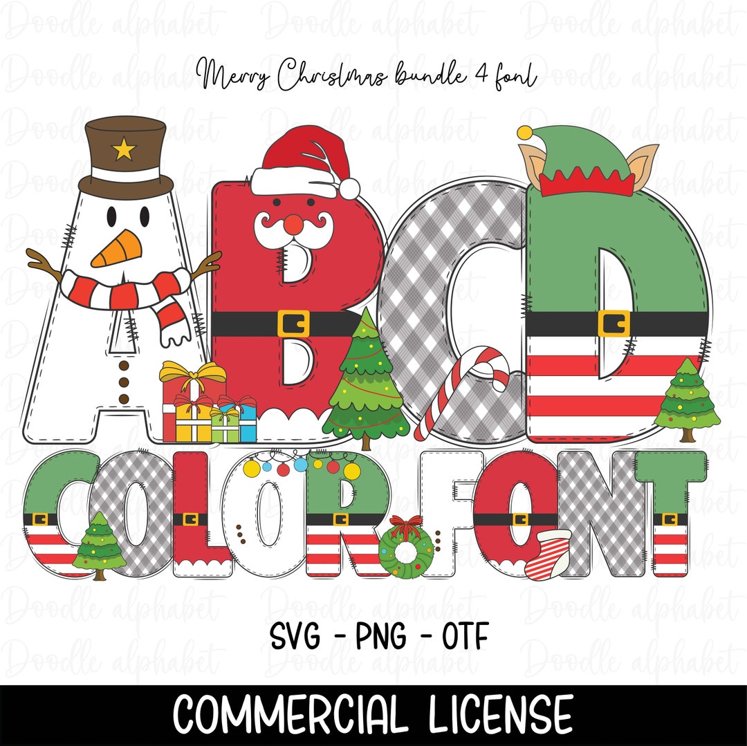 Christmas Doodle Alphabet,christmas Font,christmas Clipart, Christmas ...