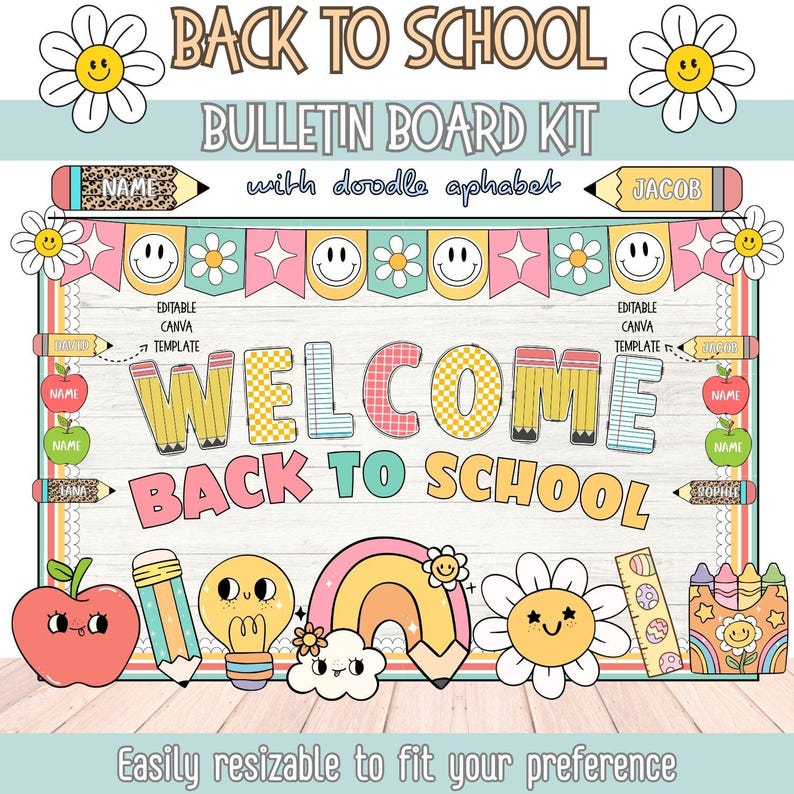 Groovy Welcome Back to School Bulletin Board Kit (digital Download) - Etsy