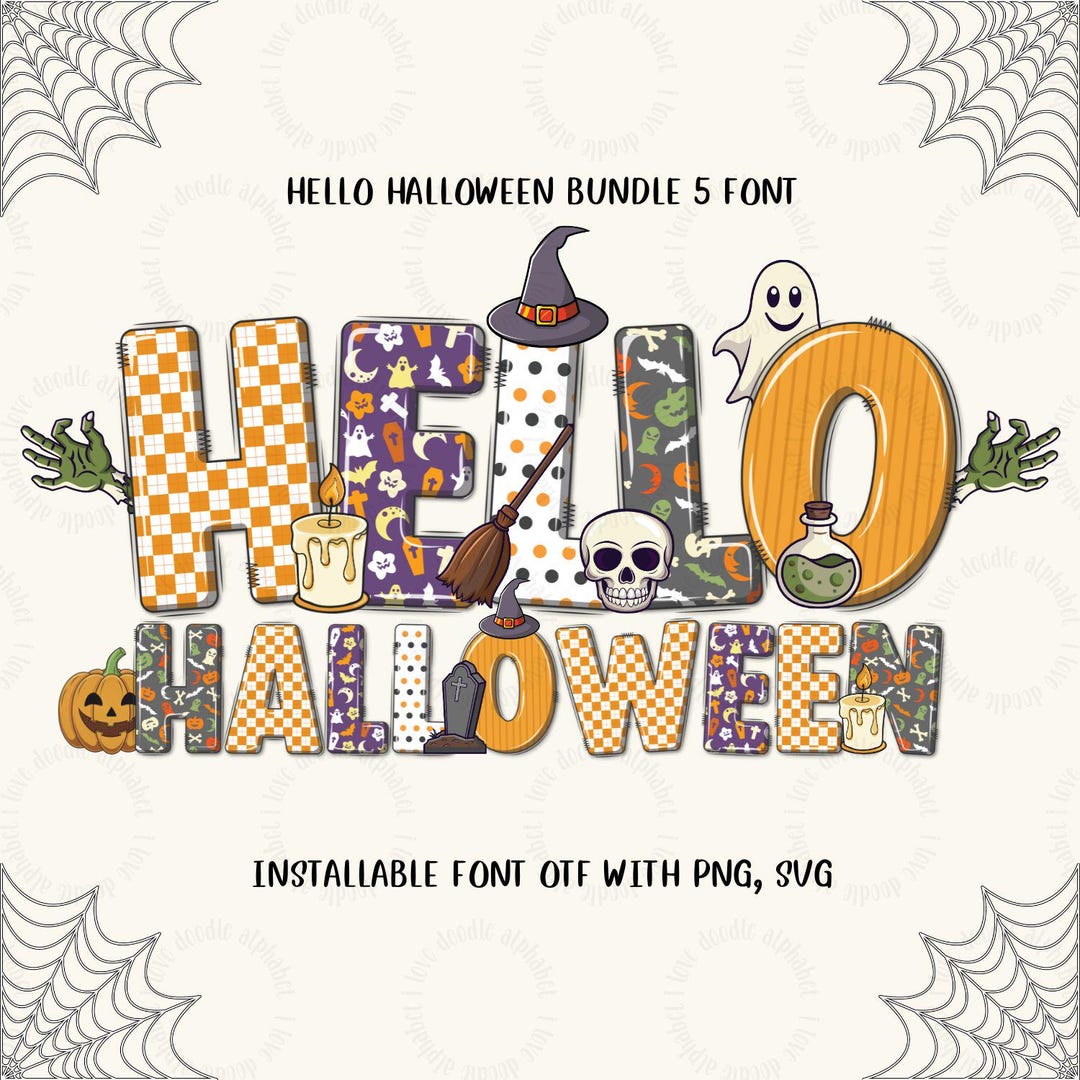 Halloween Doodle Alphabet ,letters Pack, Halloween Doodle Letter ...